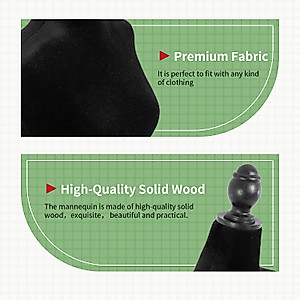 Mannequin Body Dress Form Torso Female Manikin 49.6-63.4 Inch Height Adjustable Wooden Tripod Stand High Density Foam Portable Display Mannequin (Black, 49.6-63.4 Inches)