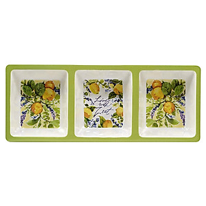 Certified International Lemon Zest 3 pc Melamine Hostess Serving Set, Multicolor