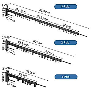 LITAITAI Space-Saving Wall Mounted Laundry Drying Rack - Folding Retractable Clothes Drying Rod - Ideal for Indoor and Outdoor Use, Clothes Drying Rack for Laundry Rooms or Bathrooms (1-Pole, Black)