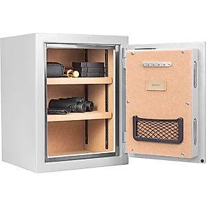 Barska AX13494 Biometric Fireproof Safe 1.64 Cu Ft Metallic Grey with Long Locking Bolts, Gray, Medium