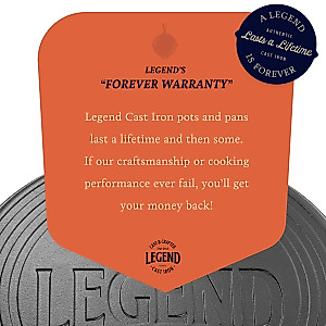 Legend Cast iron Pizza Pan | 14” Steel Pizza Cooker with Easy Grip Handles | Deep Stone for Oven or Griddle for Gas, Induction, Grilling | Lightly Pre-Seasoned Cookware Gets Better with Use