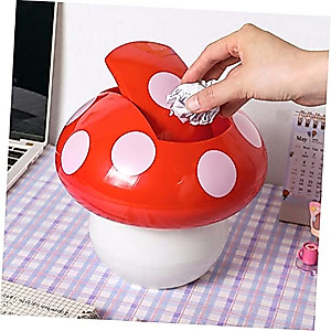 HANABASS for Tiny Adorable Decoration or Tabletop Waste Table Lid Organizer Car Small Home Mushroom Kawaii with Accessory Rubbish Bin Desktop Plastic Countertop Decorative Trash Bins