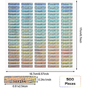 Marspark 500 Pieces Silver Security Tamper Evident Seals Stickers Void Original Genuine Authentic Hologram Labels Tamper Proof Evident Stickers Sequential Serial Numbering, 0.24 x 1 Inch