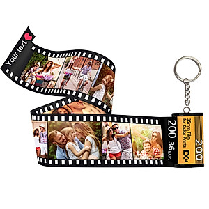 Personalized Custom Photo Picture Camera Film Roll Keychains with Photo Reel Album, Personalized Gifts with MultiPhoto for Women Men