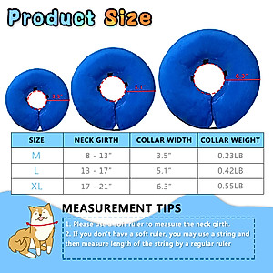 Tricess Inflatable Dog Cone Collar (L Size), Soft Blow-up Protective Recovery Dog Collar, Pet Donut Cone Collar, Comfy Elizabethan Collar After Surgery for Small Medium Dog to Prevent Biting, Blue