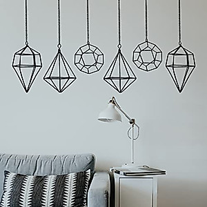 libproqia Small Air Plants Hanging Holders Wire Airplants Planter Hanger Black Geometric Metal Himmeli 6pcs Tillandsia Air Fern Display Holders for Hanging Air Plants