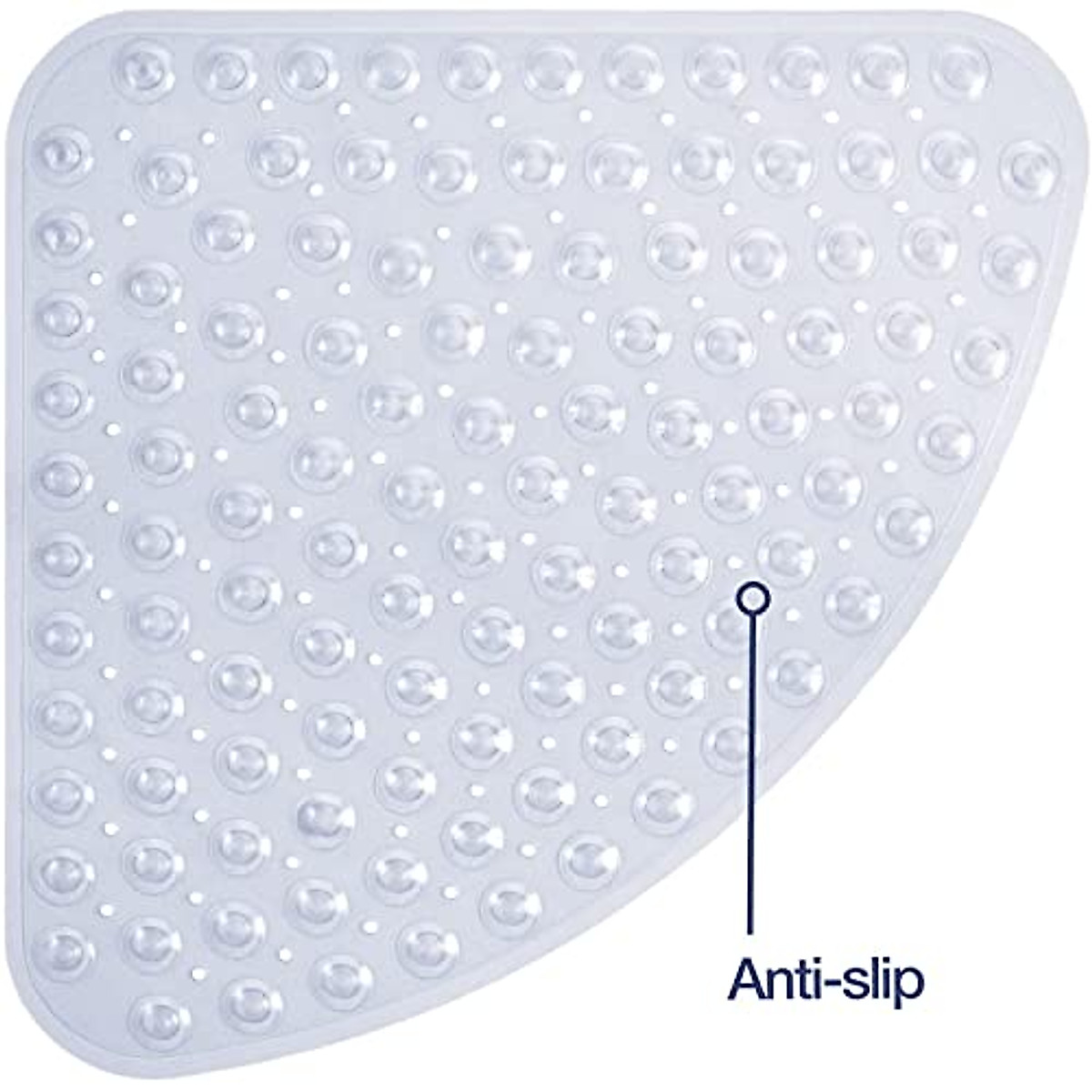 Tranquil Beauty Curved Blue Shower Mat 53x53cm/21x21in |Non-Slip, Machine-Washable Quadrant Bath Mat for Walk in Shower Tray | Shower Mats Non-Slip Suction Cups for Kids & Elderly