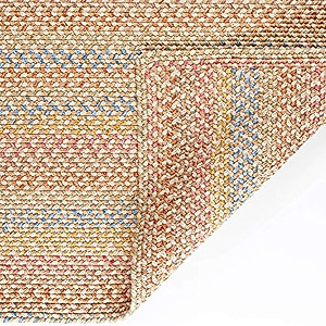 Super Area Rugs Braided Rug Sanford Indoor/Outdoor Braided Carpet for High Traffic Kitchen, Khaki Multi, 4' x 6' Rectangle