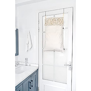 Mkono Macrame Hanging Laundry Hamper and Small Macrame Storage Basket for Toilet Tank Top Boho Bathroom Decor for Bedroom Living Room Nursery, Ivory, Set of 2