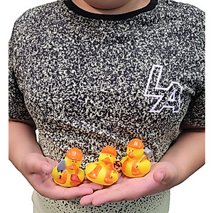 Cool Rubber Ducks (2") Standard Size. (12 Pack) Cute Duck Bath Tub Pool Toys. (Construction Rubber Ducks)