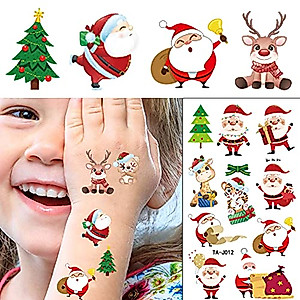 116 Pieces Christmas Temporary Tattoo for Kids Santa Claus Tattoo Stickers Waterproof Reindeer Candy Tree Socks Fake Tattoos Decoration for Women Adult Face Body Tattoo Accessories Christmas Eve Party Favor