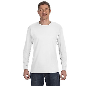 Hanes TAGLESS 6.1 Long Sleeve T-Shirt (White, Medium)