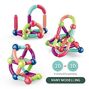 Jofarstep Magnetic Balls and Rods Set, Magnetic Building Set, Magnetic Balls and Sticks - Featuring Safe, Extra-Strong, Montessori Toys STEM Stacking Toys for Boys & Girls 3+ (42 PCS)