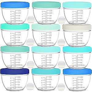 Youngever 18 Sets Baby Food Storage, 6 Ounce Baby Food Containers with Lids and Labels, 9 Coastal Colors