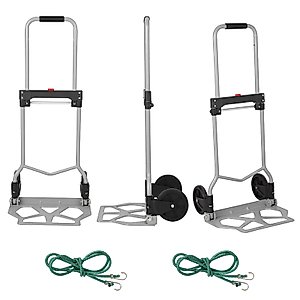 Folding Hand Truck, 165 lbs Capacity Portable Foldable Dolly Cart Heavy Duty Utility Cart Hand Cart with Bungee Cord, Telescoping Handle, for Daily handling Work