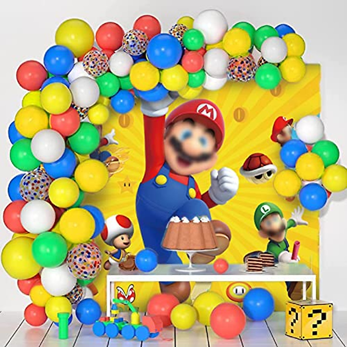 Cartoon Super Brother Boy Backdrop Gold Coin Video Game Adventure Kart Background Super Bros Uncle Mushroom Birthday Party Banner Baby Shower 7x5FT, 7x5FT(210x150cm)