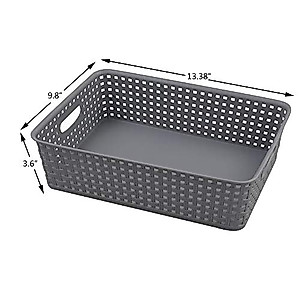 Zerdyne 4-Pack Storage Basket Tray, Plastic Paper Storage Basket Tray, Gray