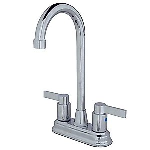 Kingston Brass KB8491NDL NuvoFusion 4-Inch Centerset Bar Faucet, 4-3/4-Inch in Spout Reach, Polished Chrome