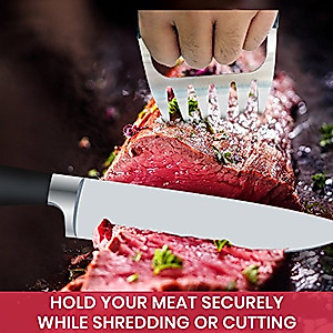 Metal Meat Shredder Bear Claw – M LIFE MASTER Stainless Steel Meat Forks With Handle - BBQ Meat Handler For Pulling, Shredding, Serving - Ultra-Sharp Blades, Easy To Clean & Safe To Use