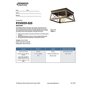 Briarwood Collection Antique Bronze Two-Light Farmhouse Flush Mount Ceiling Light