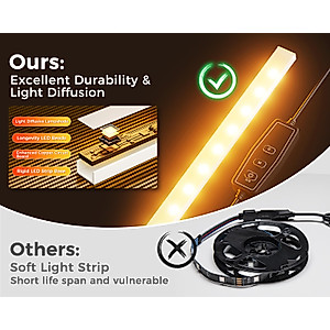 AODK L Shaped Desk Gaming Desk with LED Light & Power Outlet, 53 Inch Reversible L Shaped Computer Desk with Shelf, Corner Desk with Storage Bag&Hook for Home Office Desk, Vintage