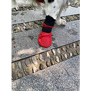 LONSUNEER Dog Boots Breathable and Protect Paws Soft Nonslip Soles Color Red Size X-Large - Inner Sole Width 3.15 Inch