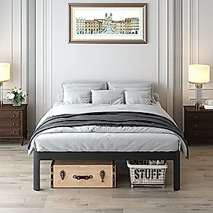 Firpeesy 14 Inch Queen Bed Frame with Sturdy Steel Round Corner Legs, 3500 lbs Heavy Duty Metal Platform Bed Frame with Steel Slats Support, No Box Spring Needed,Noise Free,Non-Slip,Easy Assembly