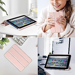 Case Fits Amazon All-New Kindle Fire 7 Tablet (2022 Release-12th Gen) Latest Model 7",Trifold Stand - Ultra Light Slim Fit Protective Cover with Auto Wake/Sleep (Pink)