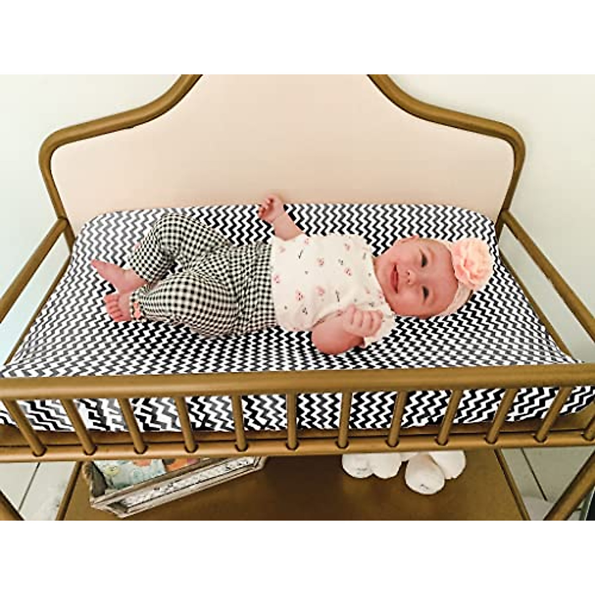 Changing Pad Cover – Premium Baby Changing Pad Covers 4 Pack – Boy or Girl Changing Pad Cover – Pure Jersey Machine Washable Black and White Changing Table Cover – Diaper Changing Pad Cover Sheets