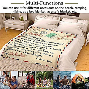 CHAOMIC Fleece Blanket to My Daughter Letter Printed Quilts Dad Mom for Daughter's Air Mail Blanket Positive Encourage and Love Daughter's Flannel Blanket Gifts (50x60in-dad)