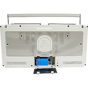 GPO Brooklyn 1980S-Style Portable Boombox - CD Player, Cassette Player, FM Radio, USB, Wireless Bluetooth Speaker - Silver