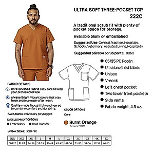 SPECTRUM UNIFORMS Scrub Tops Medical Tunic Tops Unisex V-Neck Yoga Ideal for Medical Professionals, Hospital and Lab Workwear Veterinary, Three Pocket, Licensed Collegiate Scrubs-222C Burnt Orange