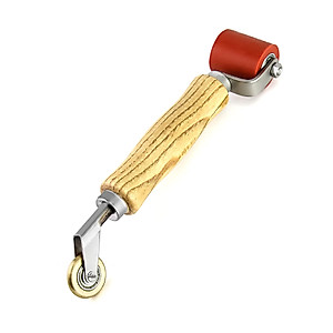 QWORK Seam Roller, 40mm Silicone Seam Roller with 6mm Brass Detail Penny Roller, Smoothing Seam Roller Tool for PVC/TPO/EPDM Single Ply Roofing Tape