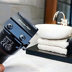 XPERSIS PRO Magnate Quiet DLC Fade Blade Black Cordless Hair Clipper for Barbers, Professional Mens Hair Clipper + Electric Razor Foil Shaver with Sharp Blades