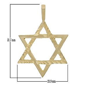 14k Yellow Gold Diamond-Cut Star of David Charm Pendant
