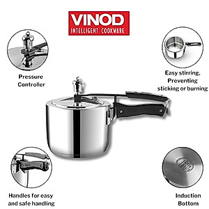 Vinod 3L Stainless Steel Inner Lid Sandwich Bottom Pressure Cooker, 3-Liter