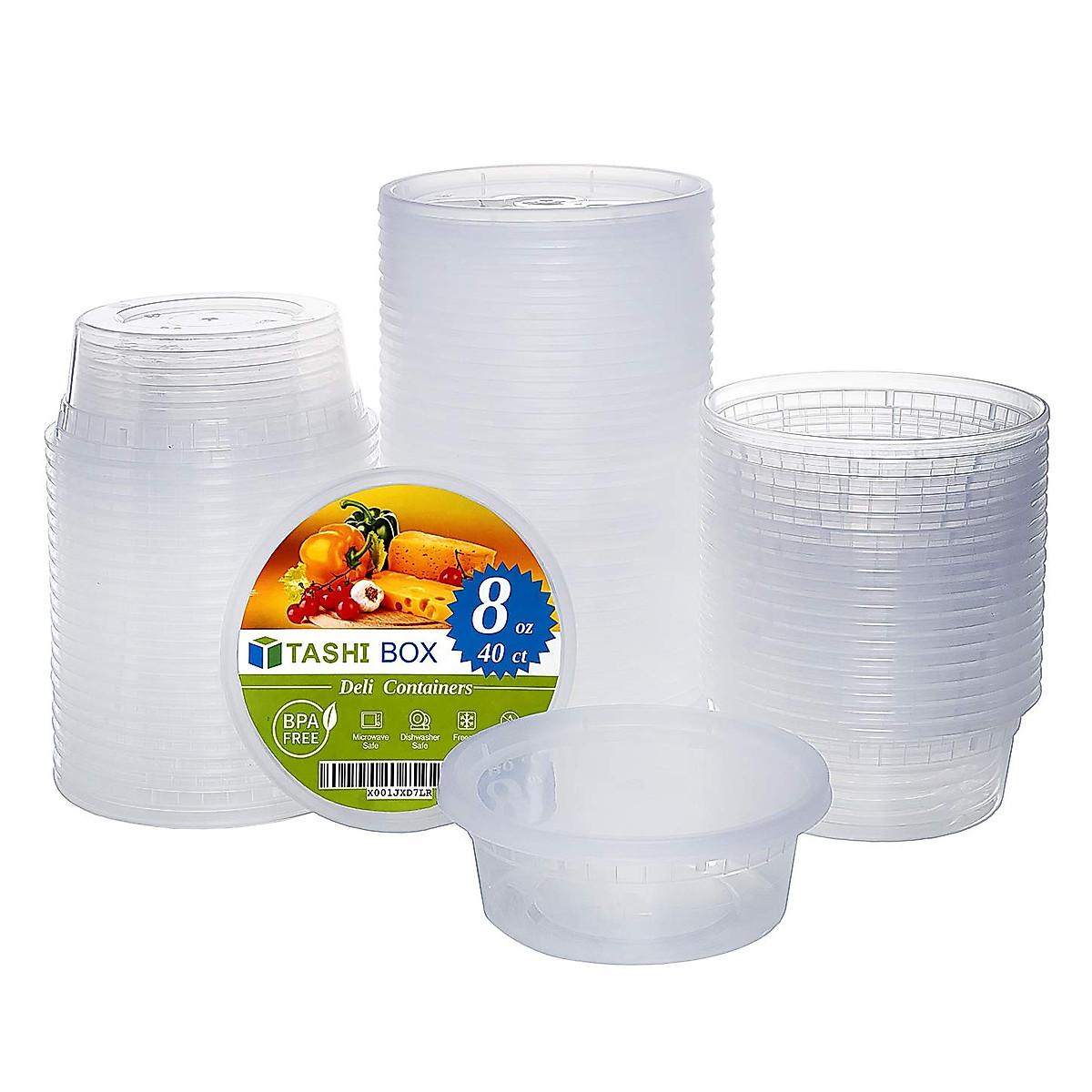 [TashiBox] 8 oz food storage deli containers with lids - 40 sets