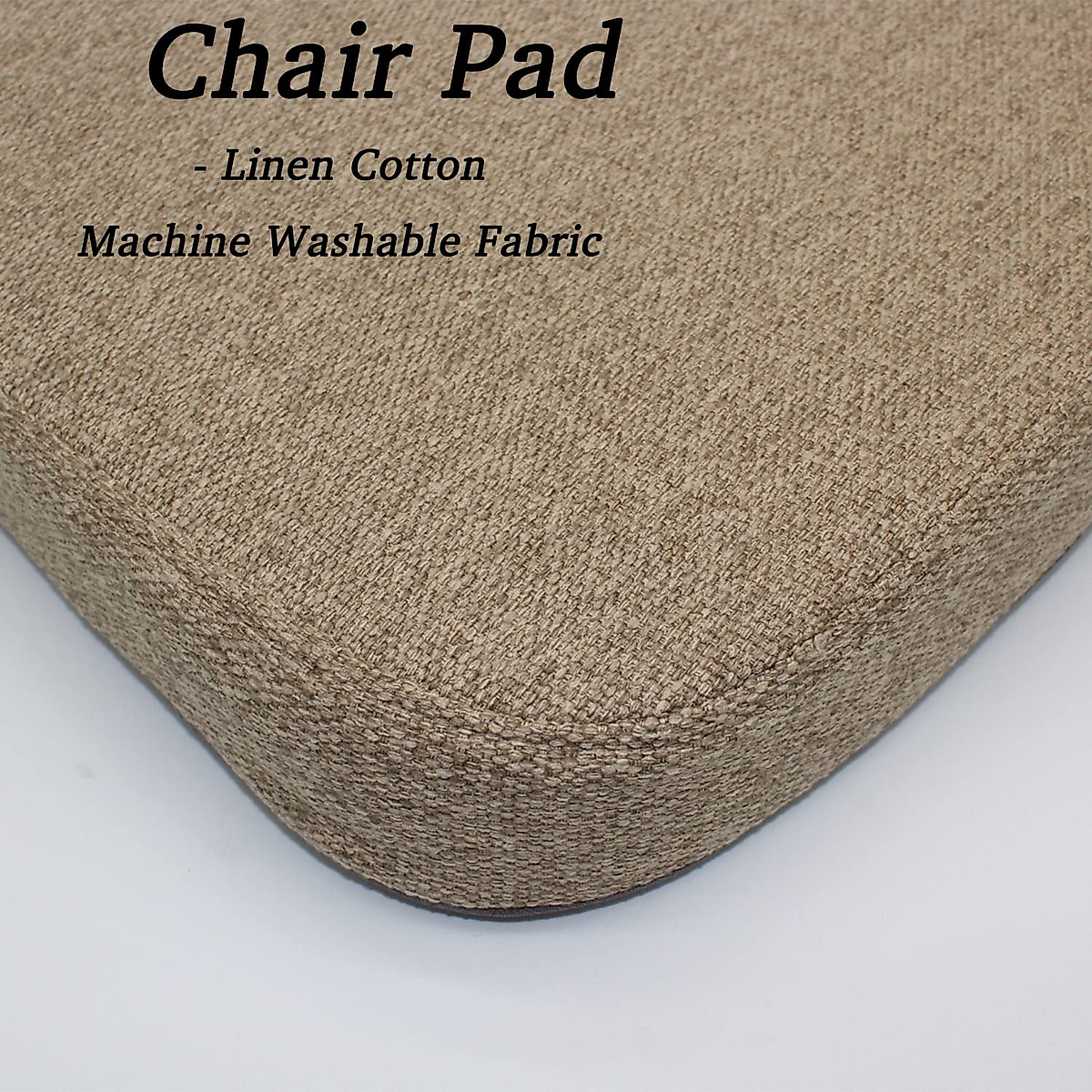 ZYHOONE Chair Cushion with Ties for Dining Chairs - Thick and Comfortable Non Slip Kitchen Seat Pad for Dining Room with Machine Washable Cover [15 X 15 X 2 Inches] - Natural Linen