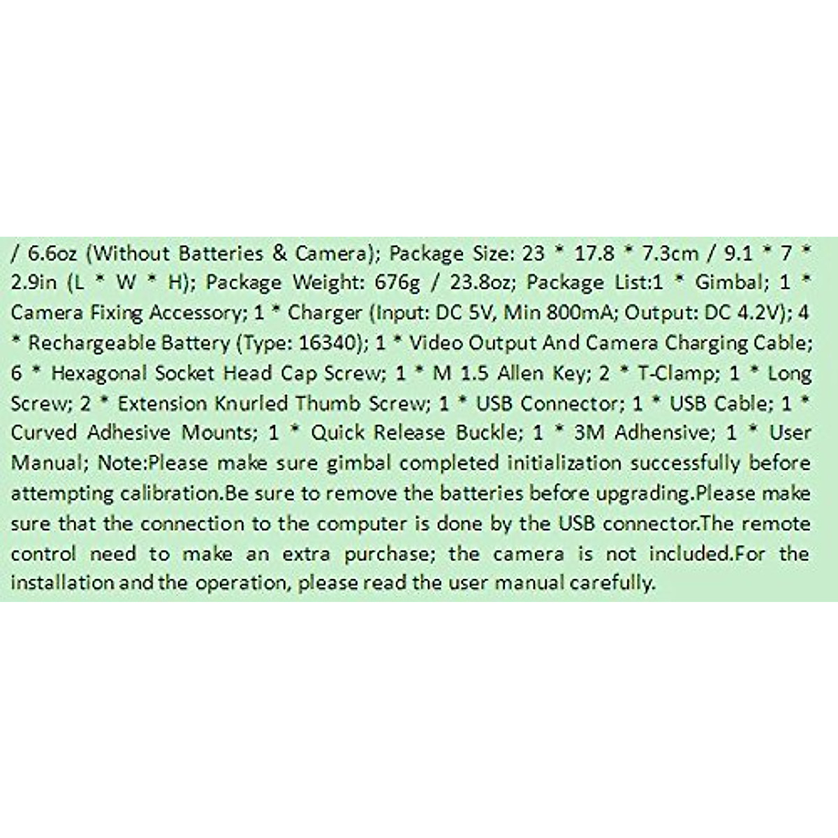 GOWE 3-axis Wearable Gimbal Stabilizer for GoPro Hero 3 3+ 4 SJCAM SJ4000 and Similar Shaped Action Cameras