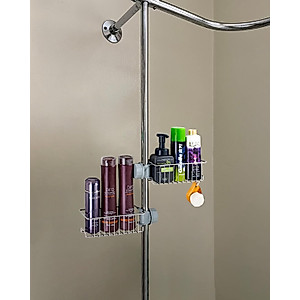 YQh Shower Bar Storage Rack, Bathtub Shower Rack (Shower Rod Not Included), Clawfoot Bathtub Accessories, 304 Stainless Steel Soap Rack, Bathroom Bathtub Shampoo Rack, Shower Trolley Organizer