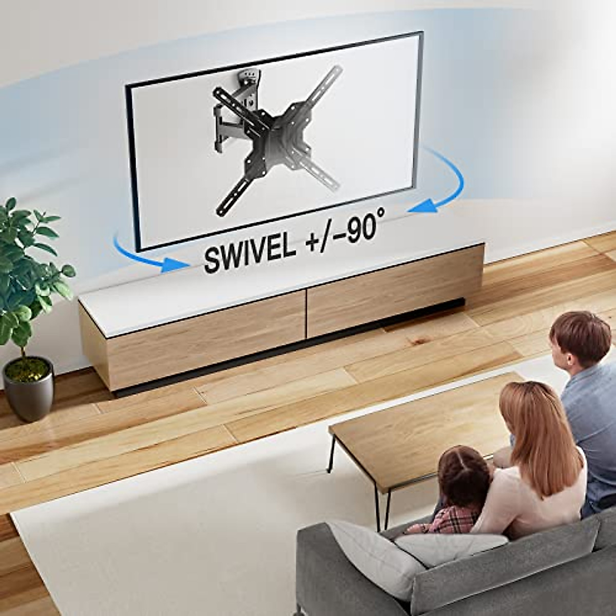Pipishell TV Wall Mount Full Motion for Most 26-55 Inch TVs, Wall Bracket TV Mount with Articulating Swivel Tilt Leveling Holds up to 66lbs Max VESA 400x400mm for LED LCD OLED 4K Flat Curved Screen
