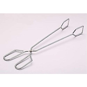 JAHH 1PC 25 30 35CM Bread Meat Vegetable Clamp Tong Stainless Steel BBQ Barbecue Grilling Tong Outdoor Charcoal Scissor Tongs (Color : Small)