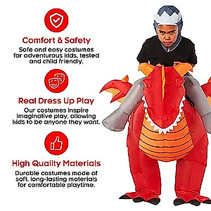 Morph Costumes - Inflatable Dragon Costumes For Kids - Red Dragon Costume for Kids - Dragon Rider Costume - Inflatable Costume for Kids