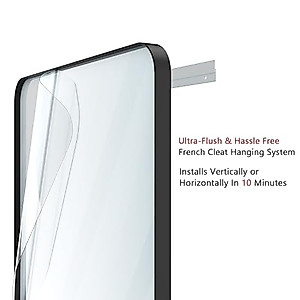 VocalStar 65" x 22" Full Length Mirror, Modern Farmhouse Black Metal Framed Full Body Mirror for Living Roome, Bathroom, Thicken 1/4-inch Glass | Ultra-Flush Hanging