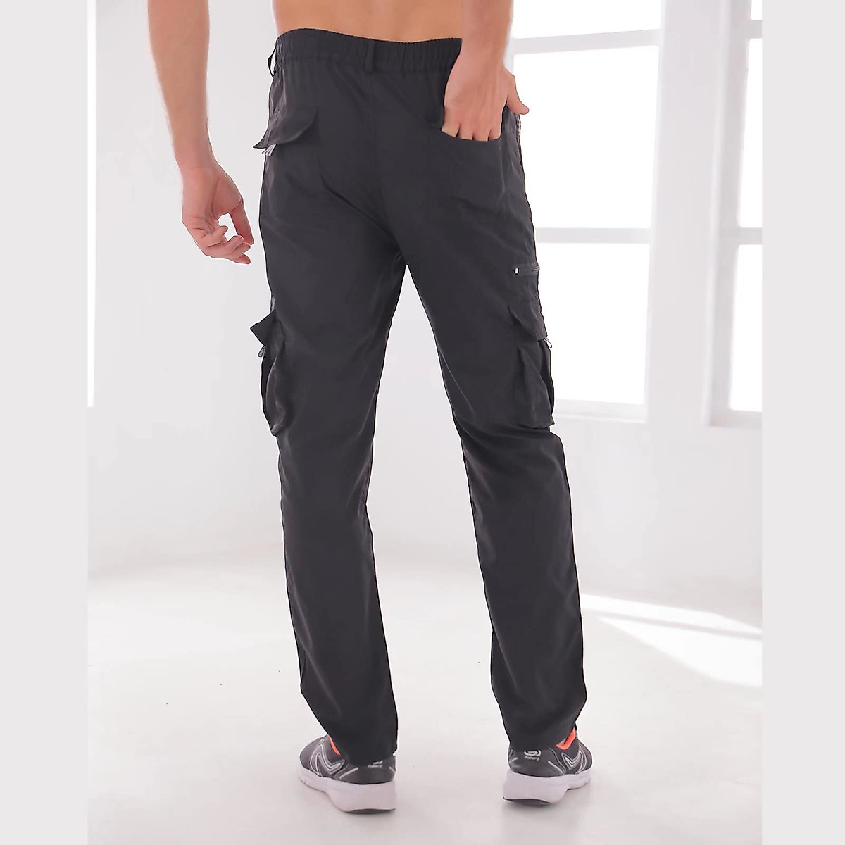 Men Casual Cargo Pant Lightweight Tactical Pant Hiking Jogger Classic Fit Multi Pockets 3XL
