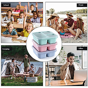 MONGSEW 3PCS Stackable Snack Box with 3 Compartments, Lunch Containers & Bento Box for Kids and Adults (3Pack, 3Colors)