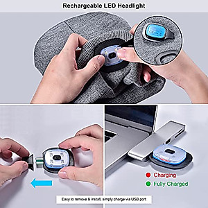 Bluetooth Beanie Hat with Light, Unisex LED Cap with Headphones Built-in Stereo Speakers & Mic, Tech Gift for Men Women Dad Black