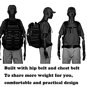 outdoor plus Extra Large Camping Backpack For Men, Military Molle Hiking 2 Daypack 50L Waterproof Backpacking Rucksack