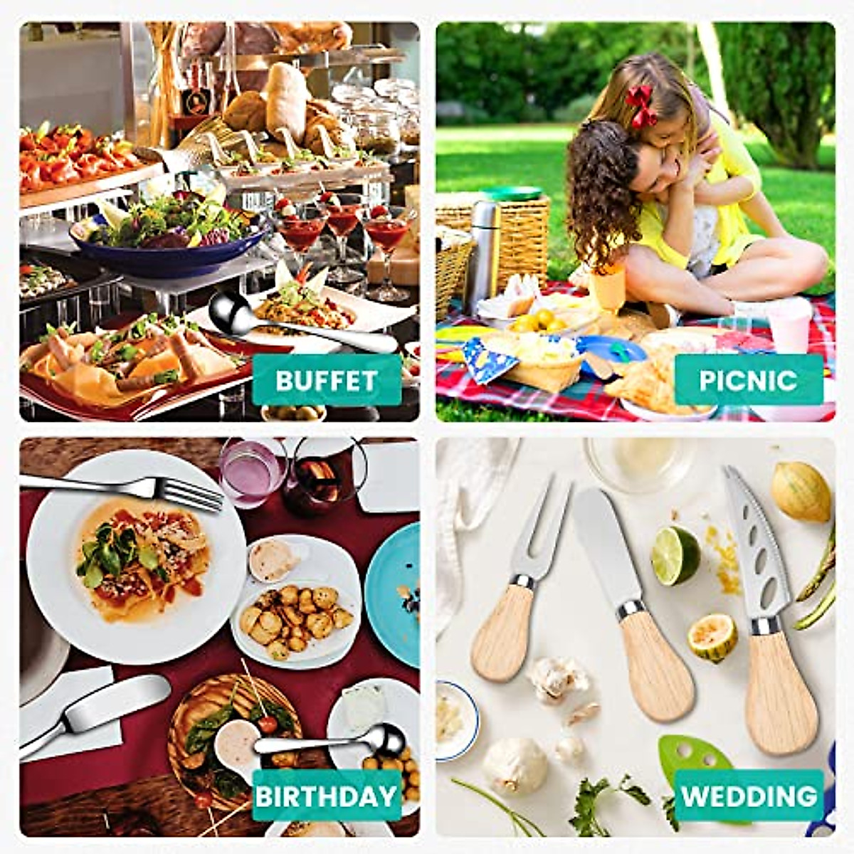 LifeMusican Wooden Cheese Spreader Knive Set,Wood Handle Butter knives For Cheese Charcuterie Board Accessories Kit, Mini Cheese Knife Slicer With Tongs, Spoons, Forks,Honey Dipper (23 Pack)