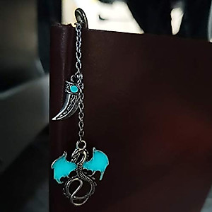 KUIYAI Glow in The Dark Luminous Bookmark Book Marker Creative Feather Book Lover Gift Reading Gifts (Dragon 2)